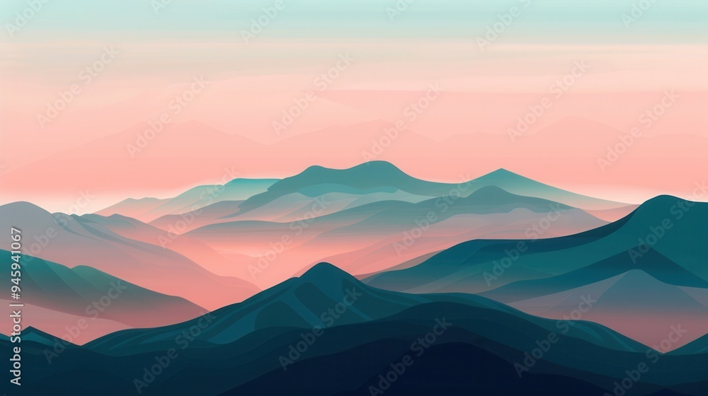Mountain Line Art Wallpaper - Luxury Scenic Background for Cover ...