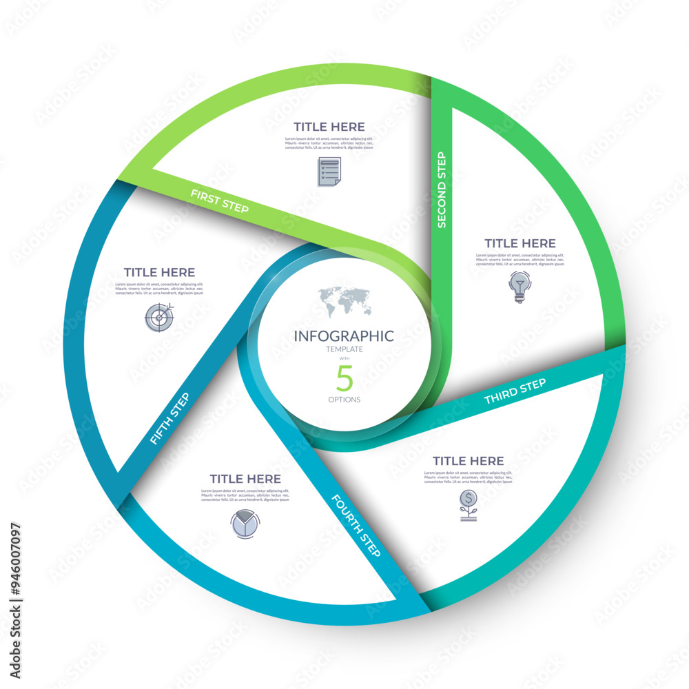 Infographic circle with 5 options. 5-step process chart, cycle diagram ...