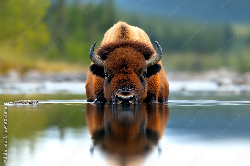 Bison and the quiet strength of the wilderness, captured in a serene ...