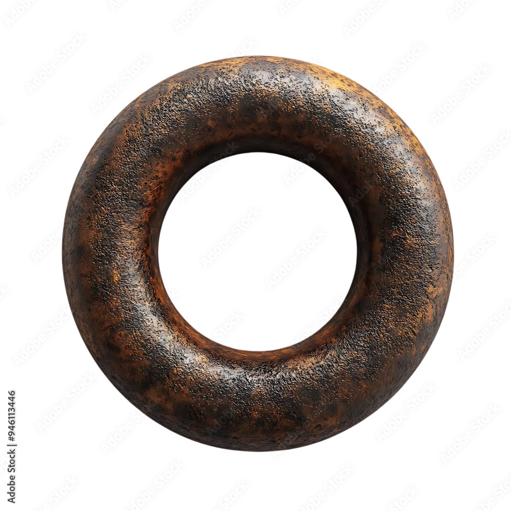Rusty Metal Ring with Transparent Background, Isolated 3D Render of a ...