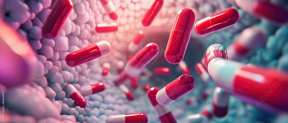 Realistic portrayal of capsules dissolving in the small intestine and ...