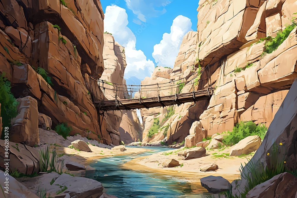 Cartoon Fortnite Style Game Background Design of Rocky Canyon with ...