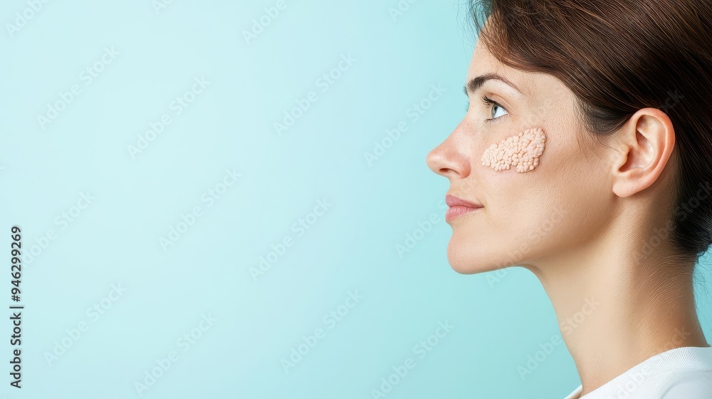 Side profile of a person with visible dermatitis on the neck and ...