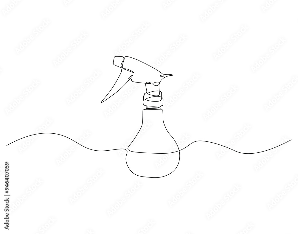Continuous line drawing of water spray bottle. Single line illustration ...