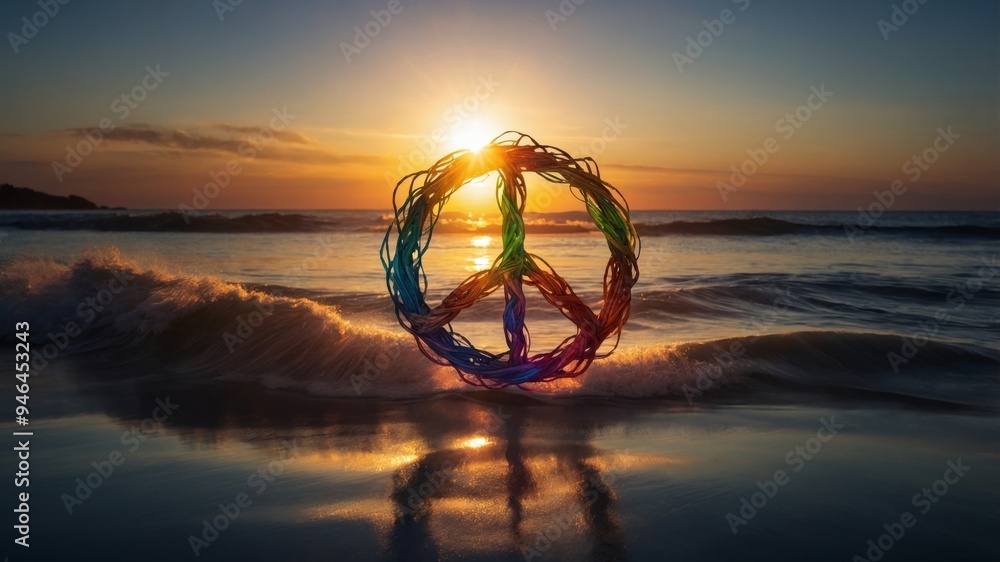 Interconnected Hands Forming a Peace Symbol with a Rising Sun for ...