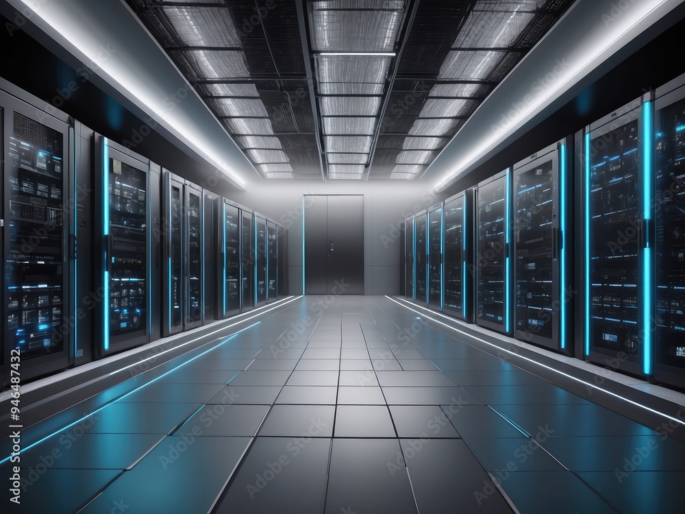 "Modern Data Center Walkthrough" "3D Render of Server Racks" "Cloud Computing Infrastructure ...