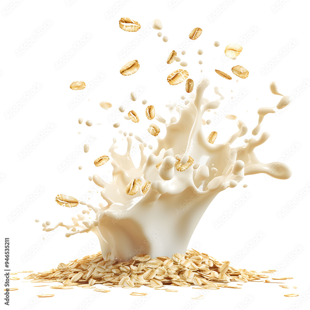 Tornado Milk splash with oat 3d Realistic, isolated on a transparent ...