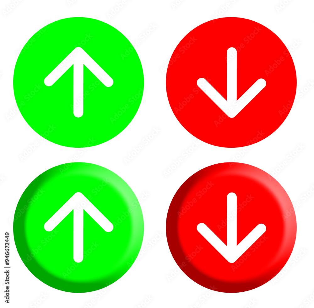 Vector de Stock POSITIVE AND NEGATIVE BUTTON ICONS GREEN UP AND RED ...