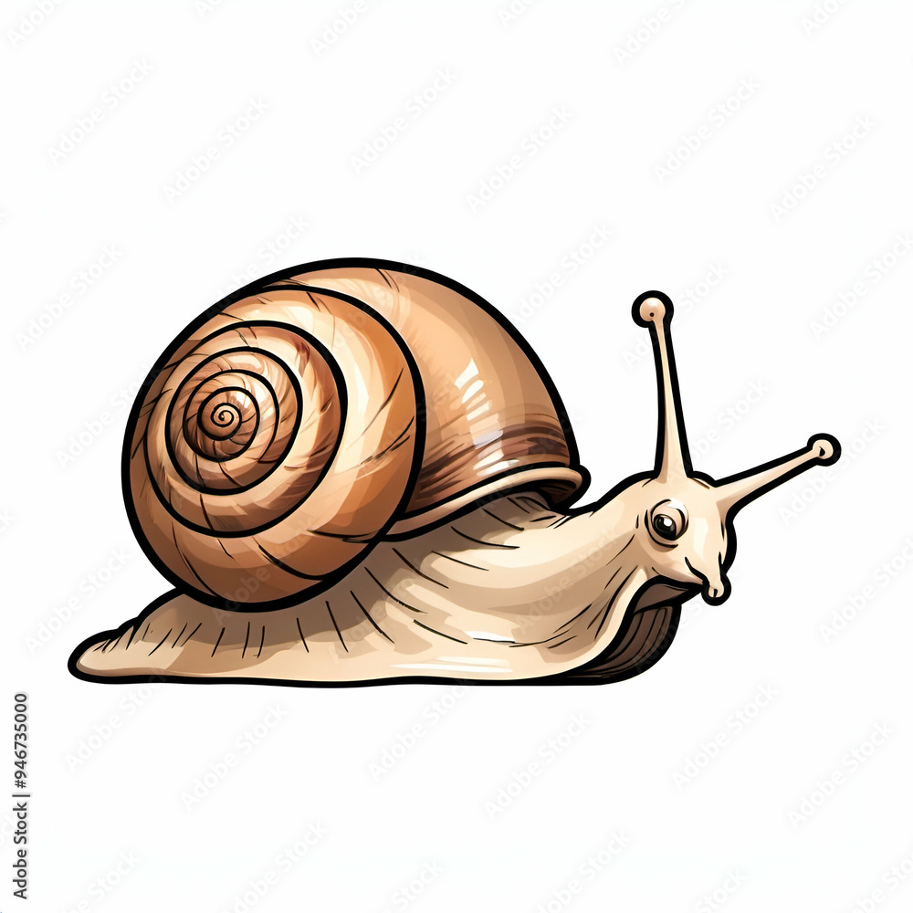 super simple old slow snail drawing clipart isolated in white ...