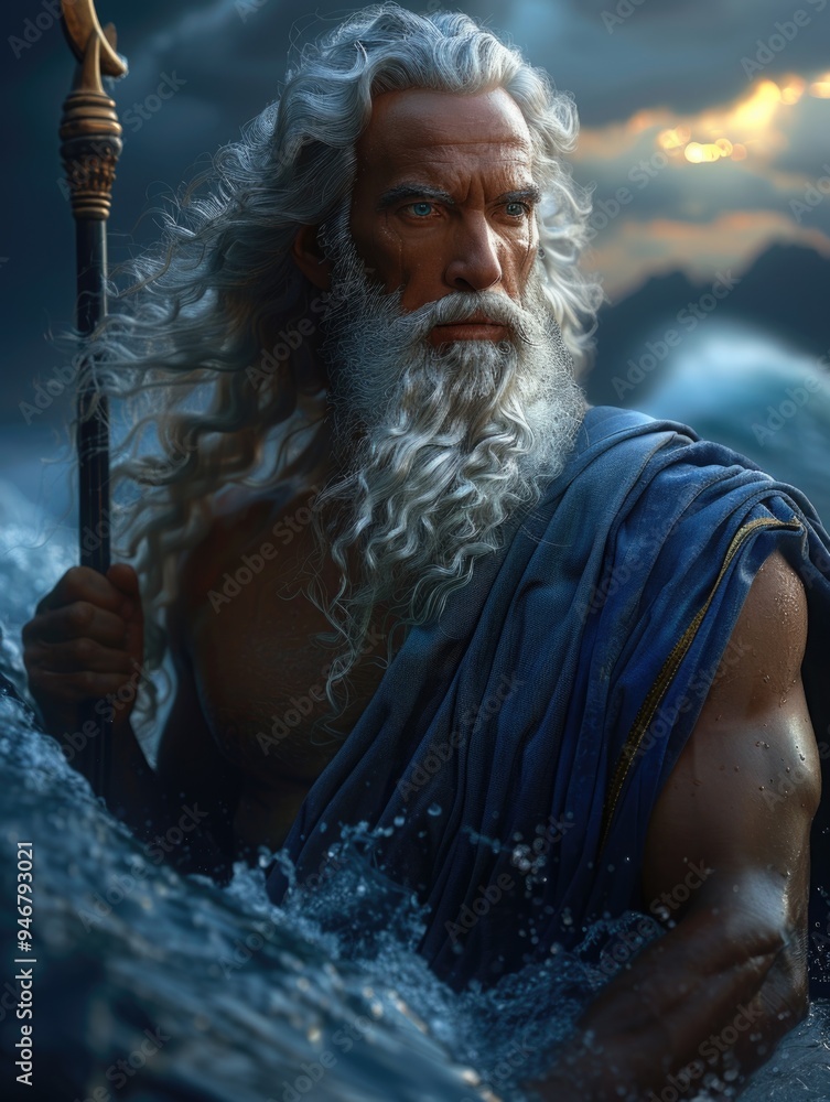 Sea ruler: Poseidon, Neptune the greek god governing the oceans and ...