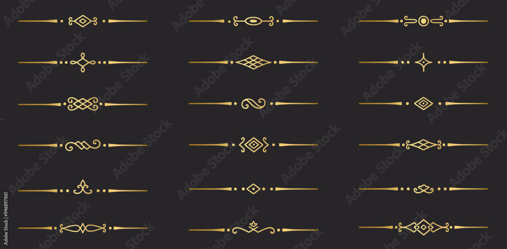 Gold text dividers doodle set. Wedding decorative elements. Divider ...