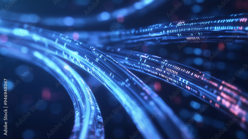 An artistic representation of a fiber optic cable, with light pulses ... An artistic representation of a fiber optic cable, with light pulses ...