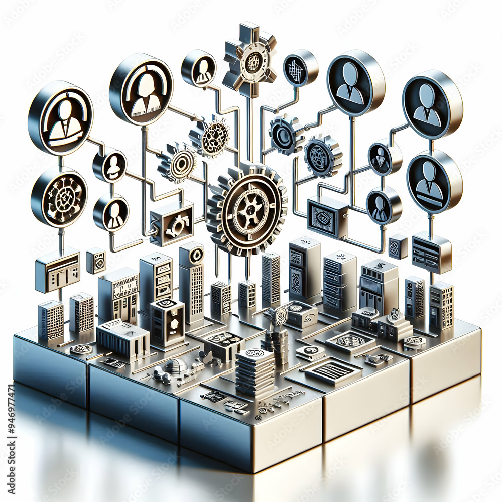 3D Glossy Organizational Chart: Visualizing Business Roles and ...