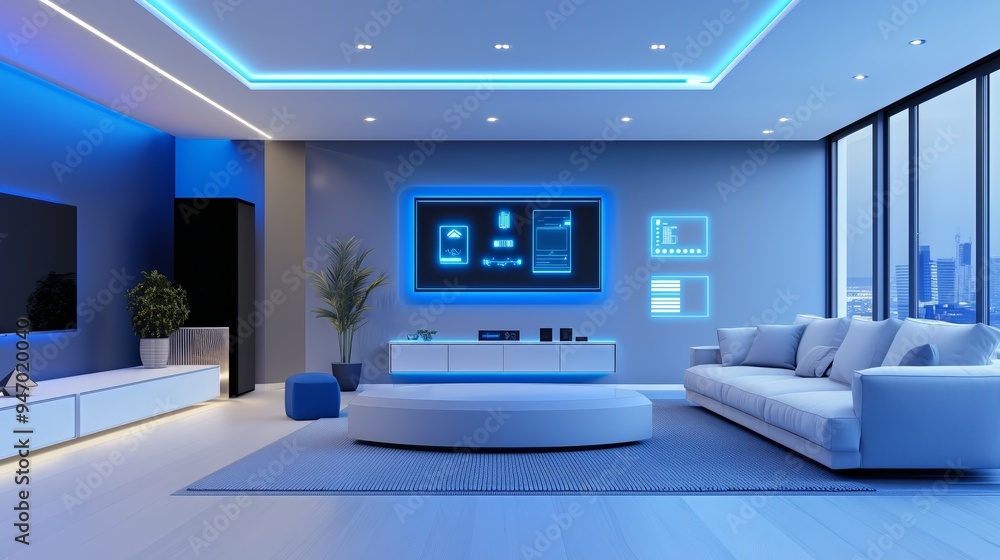 Modern Smart Home Living: Immerse yourself in the sleek and futuristic ambiance of this ...