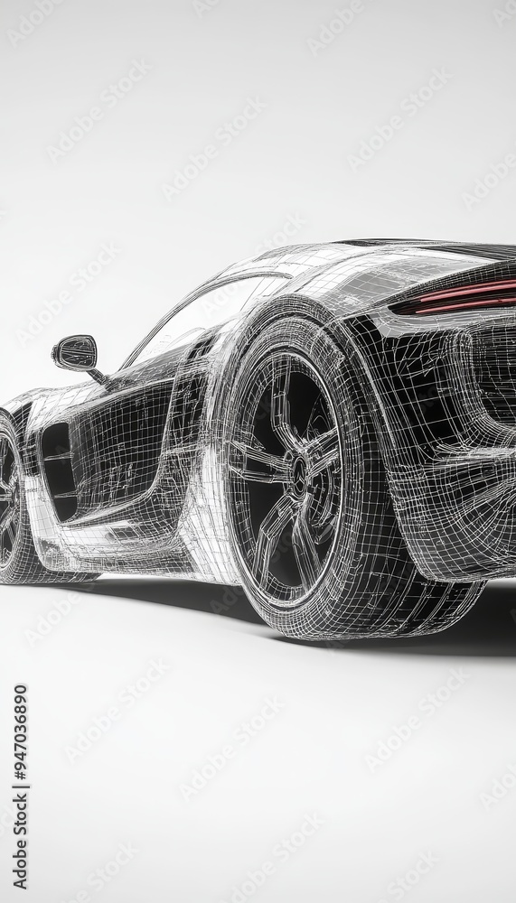 Futuristic 3d wireframe sports car concept design on simple background ...