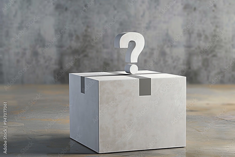Cardboard Box with Question Mark, Mystery Packaging Concept Stock ...