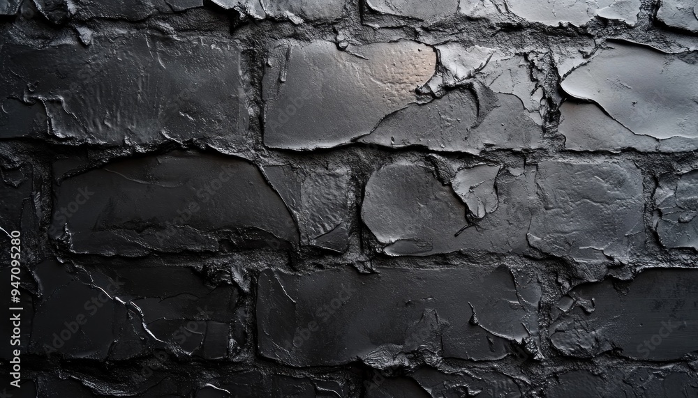 Matte Black Painted Brick Wall, Minimalist Contemporary Backdrop for ...