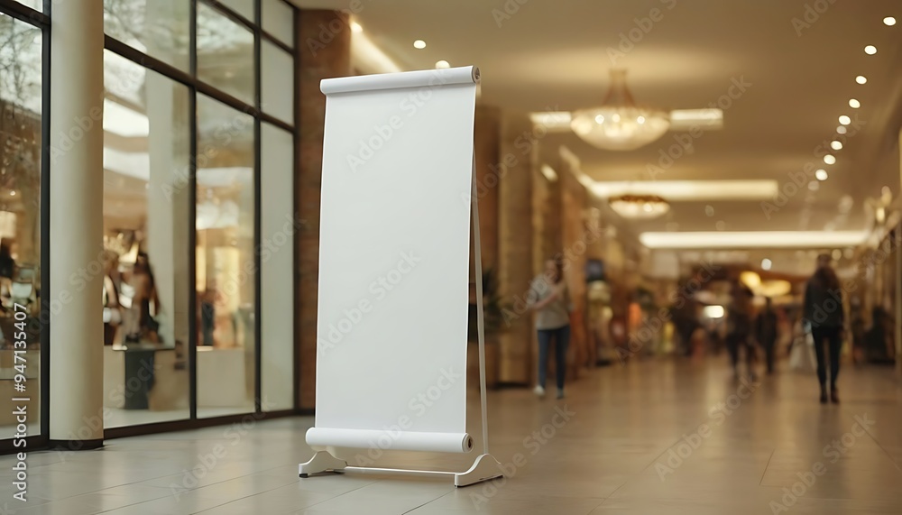POSTER Mockup White Vertical sign sitting in the middle of a mall ...
