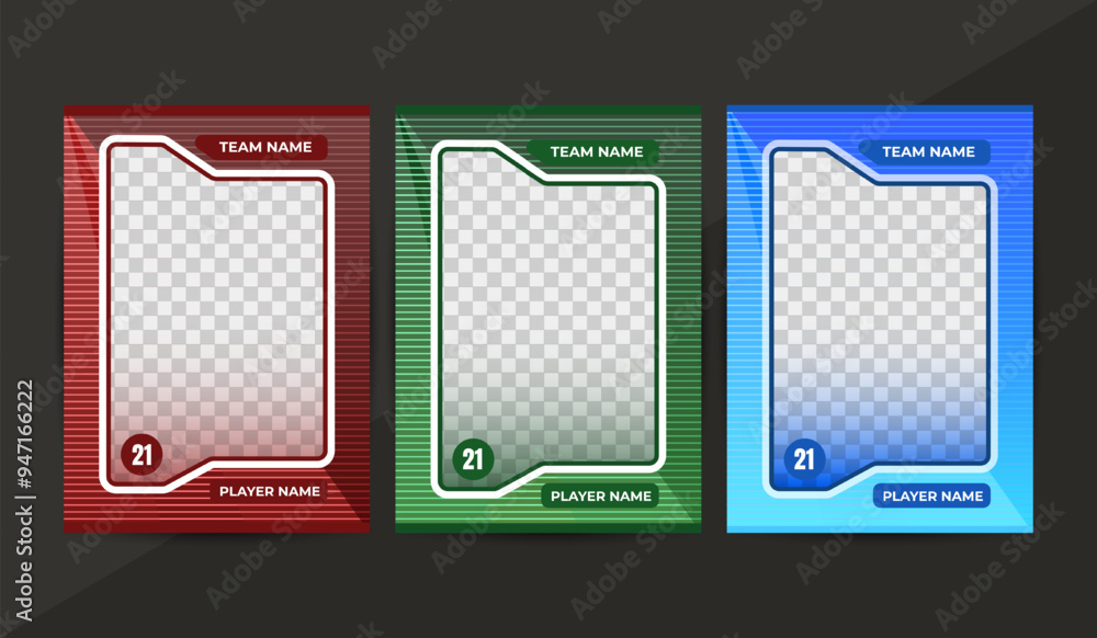 Simple set of frames for a sports card template in a game. Vector ...