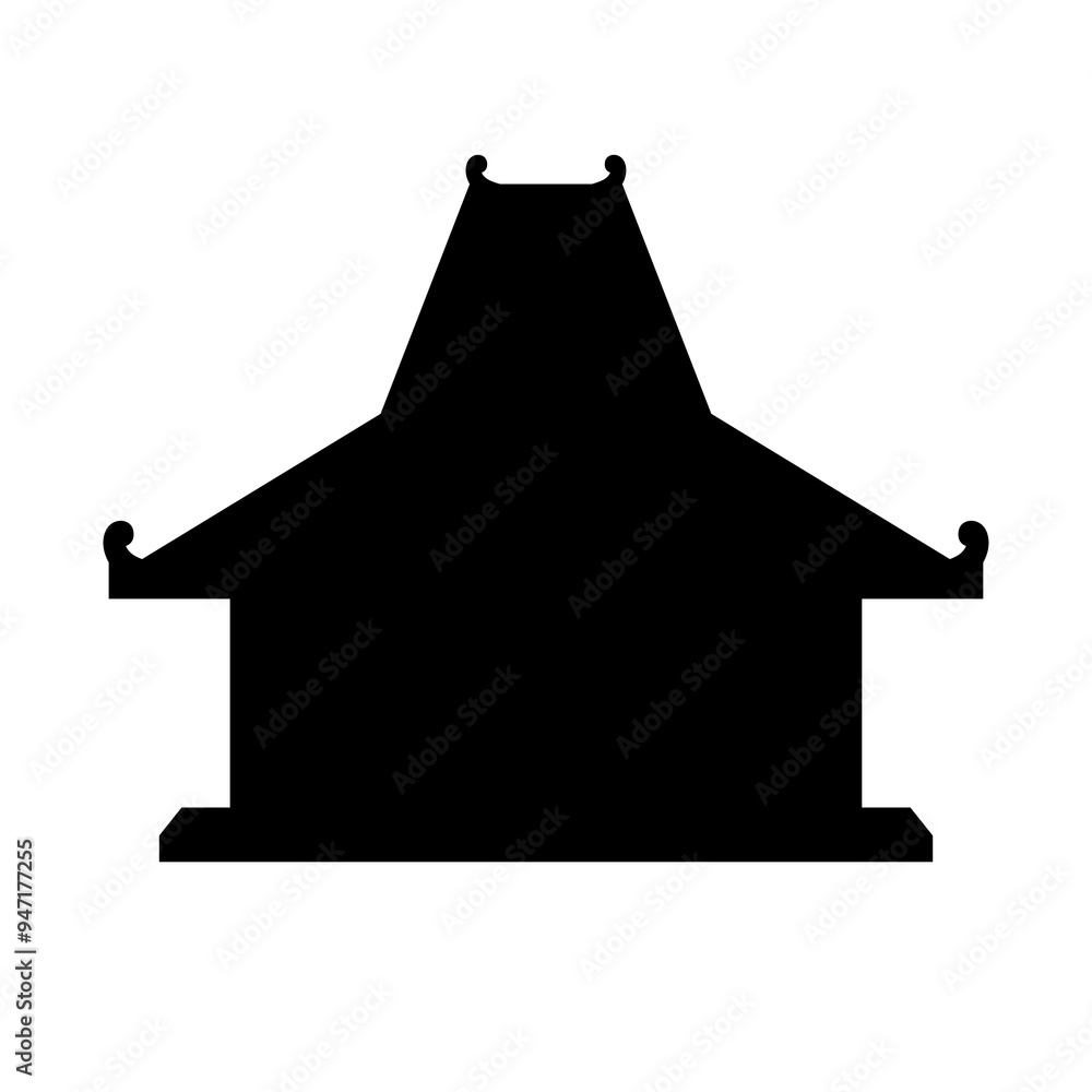 Rumah joglo or rumah tradisional jawa silhouette vector art, javanese ...