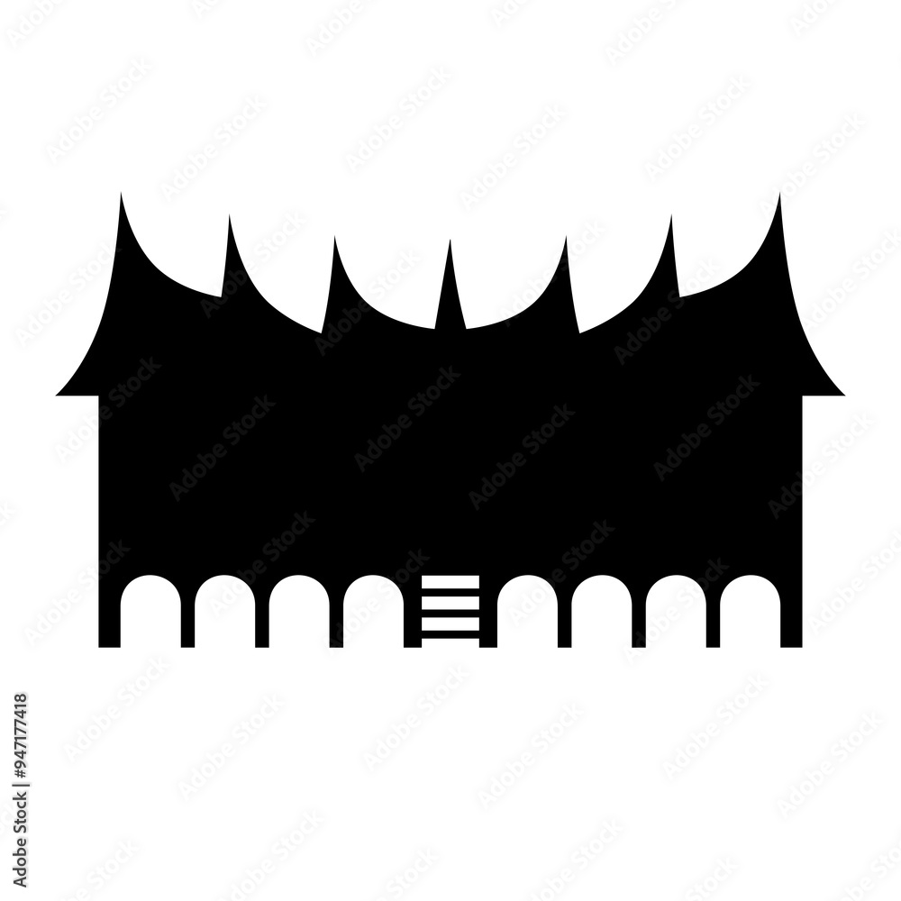 Minang traditional house silhouette vector illustration design template ...