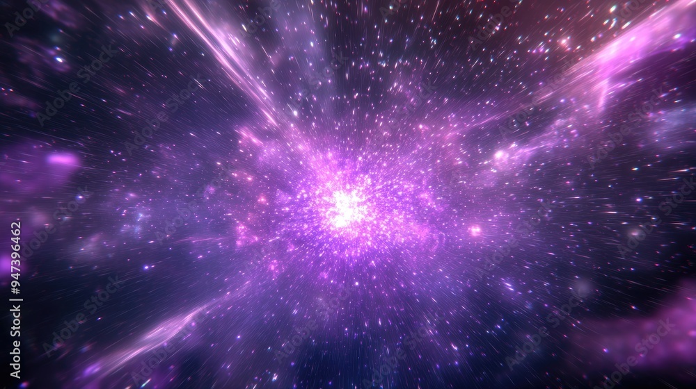 Colorful purple sparks from a supernova explosion rendered in 3D ...