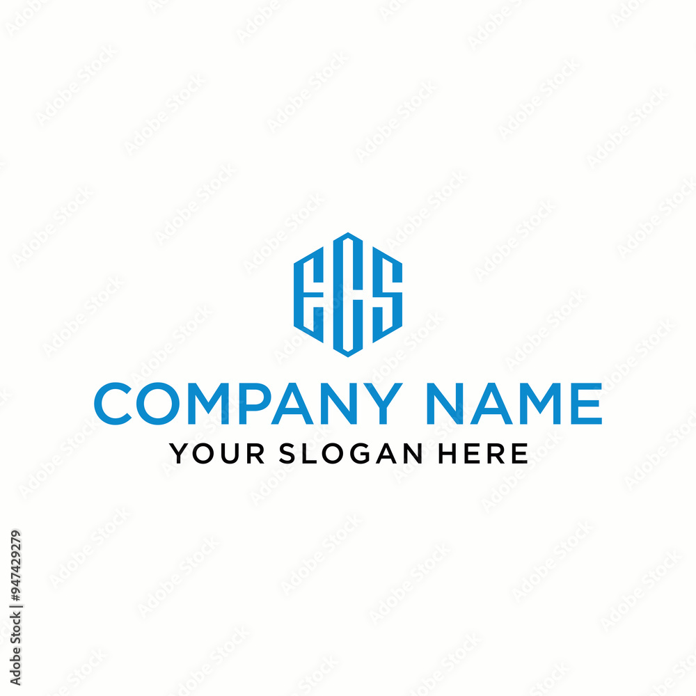 ECS letter logo in the form of hexagons and cube logos with letter designs for corporate ...