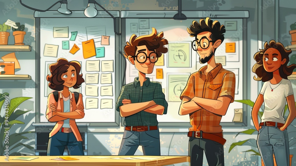 Cartoon vector group training workshop with participants collaborating ...