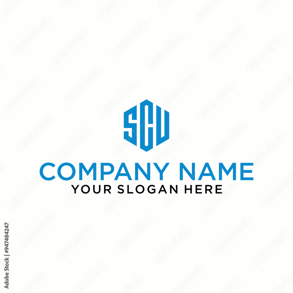 Ilustração SCU letter logo in the form of hexagons and cube logos with ...