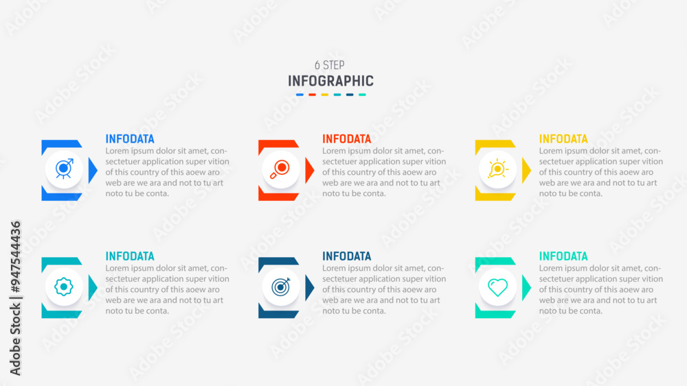 Business infographics design for Six Step, option, parts or process ...