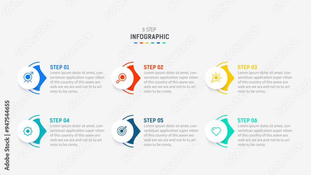 Business infographics design for Six Step, option, parts or process ...