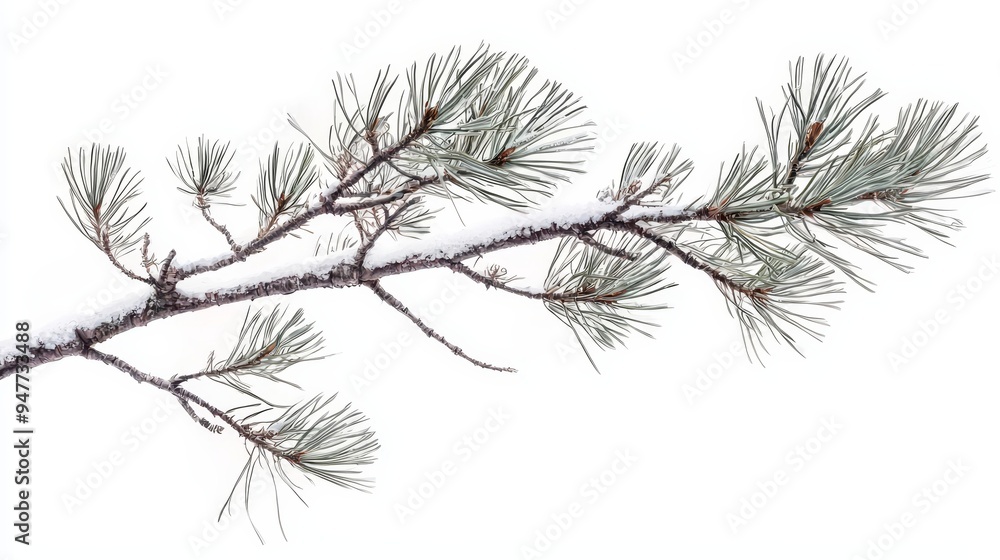 Illustration of a spruce branch in a green fir tree isolated on ...