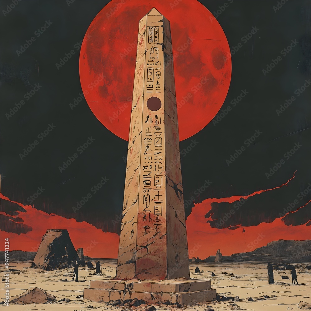 Haunted Monolithic Obelisk Shrouded in Sinister Hieroglyphs and ...