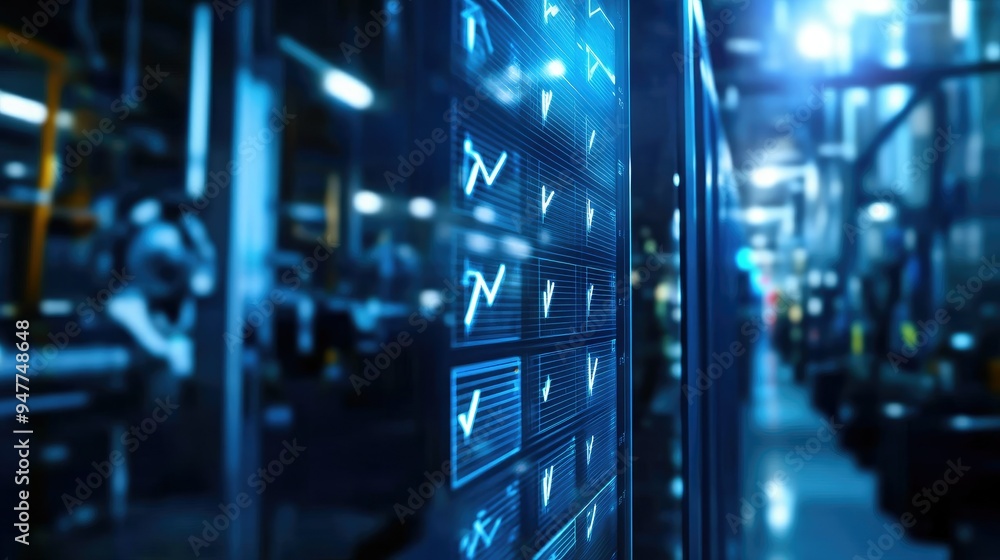 Industrial automation screen displaying checkboxes, representing ...