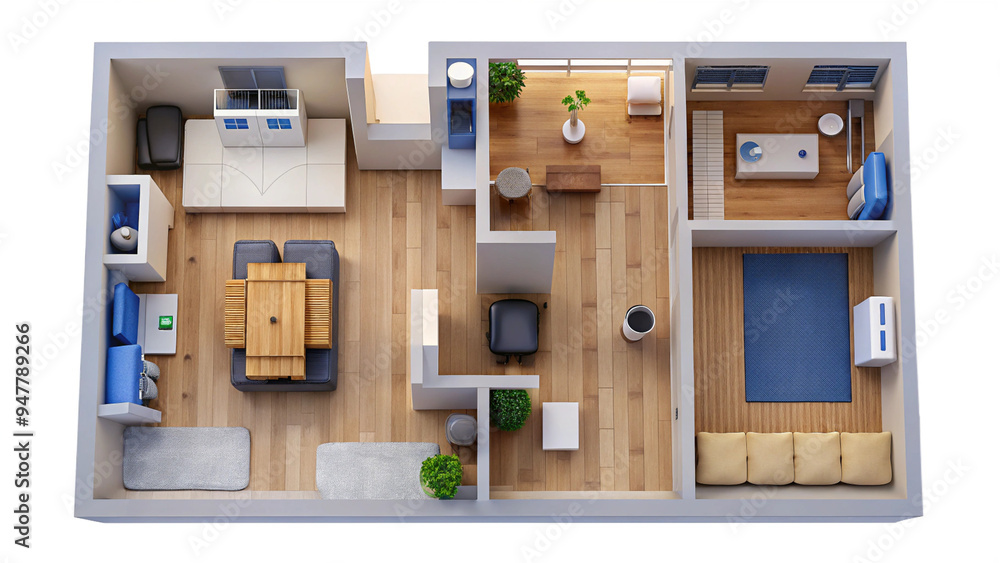 Apartment Interior Floor Plan - Top-Down View for Design and Planning ...