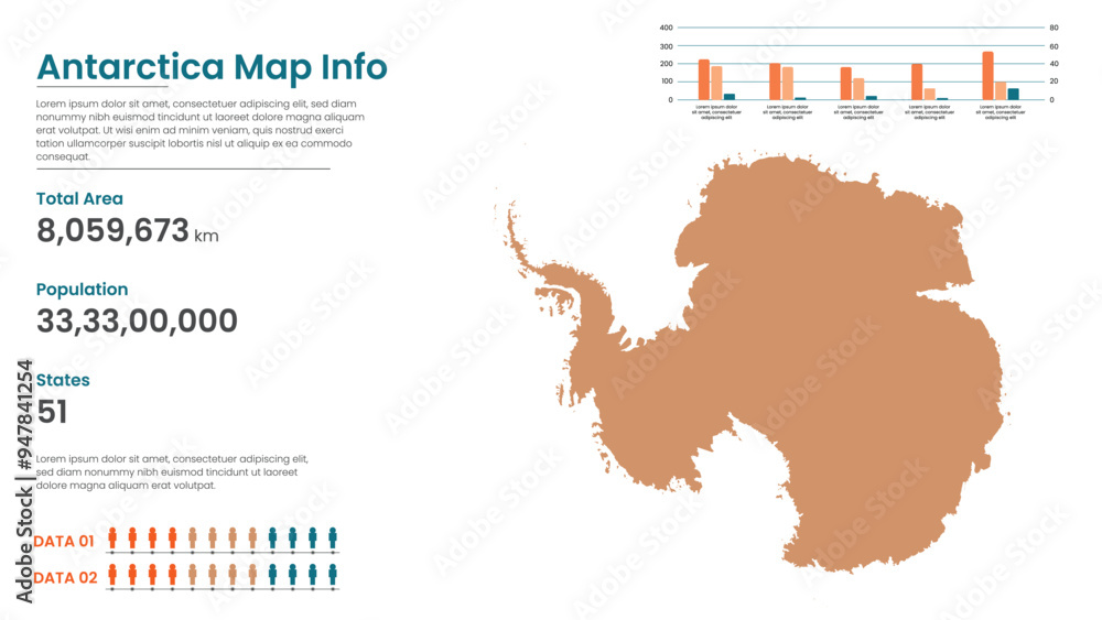 Antarctica political map of administrative divisions states, Colorful ...