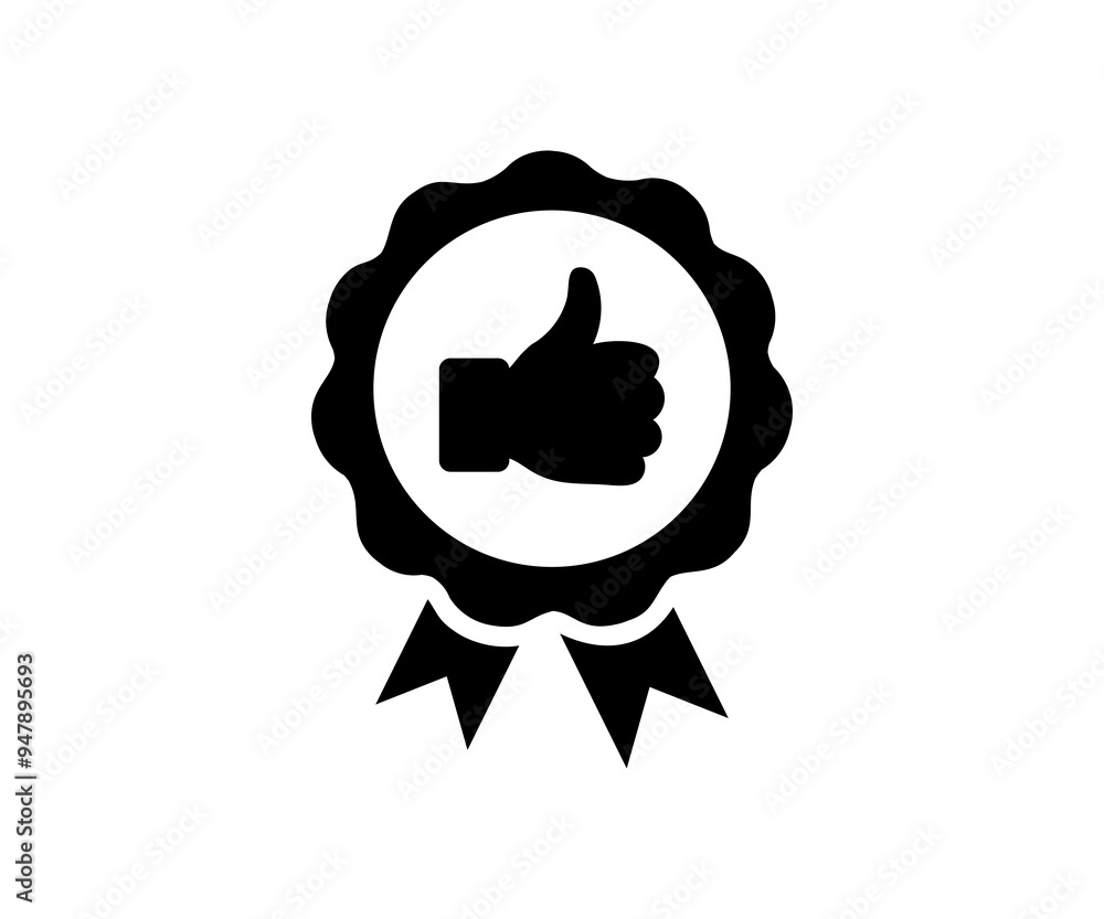 Approval check recommendation icon. Giving thumb up, honor badge, high ...
