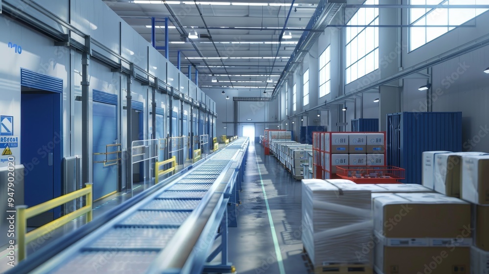 Chilling Efficiency Conveyor Belts Transporting Goods to Refrigeration ...