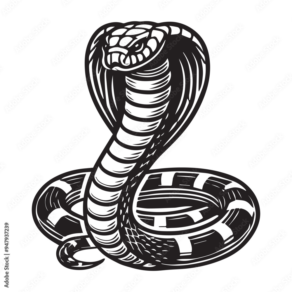 Cobra silhouette - King Cobra snake Clipart - Stance Cobra illustration ...