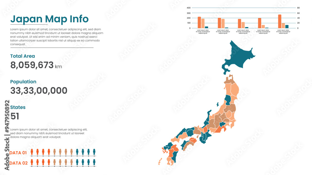 Japan political map of administrative divisions states, Colorful states ...