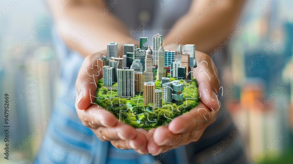 City Unity Hands Piecing Together Puzzle of Urban Planning ...