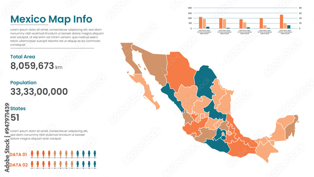 Mexico political map of administrative divisions states, Colorful ...