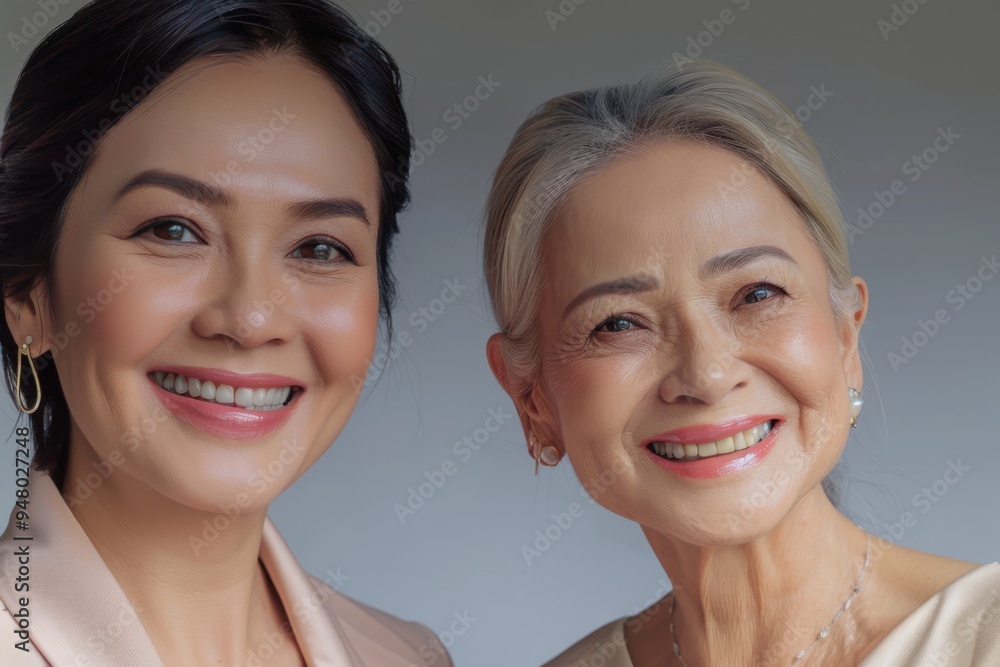 ภาพถ่าย Stock Happy, half and mother and daughter portrait isolated on ...