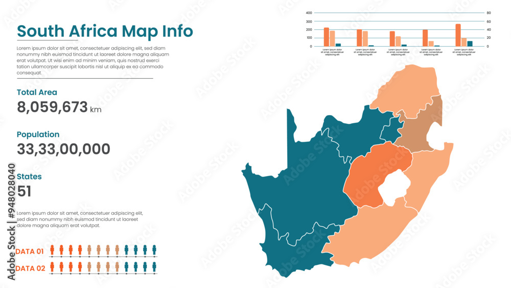 South Africa political map of administrative divisions states, Colorful ...