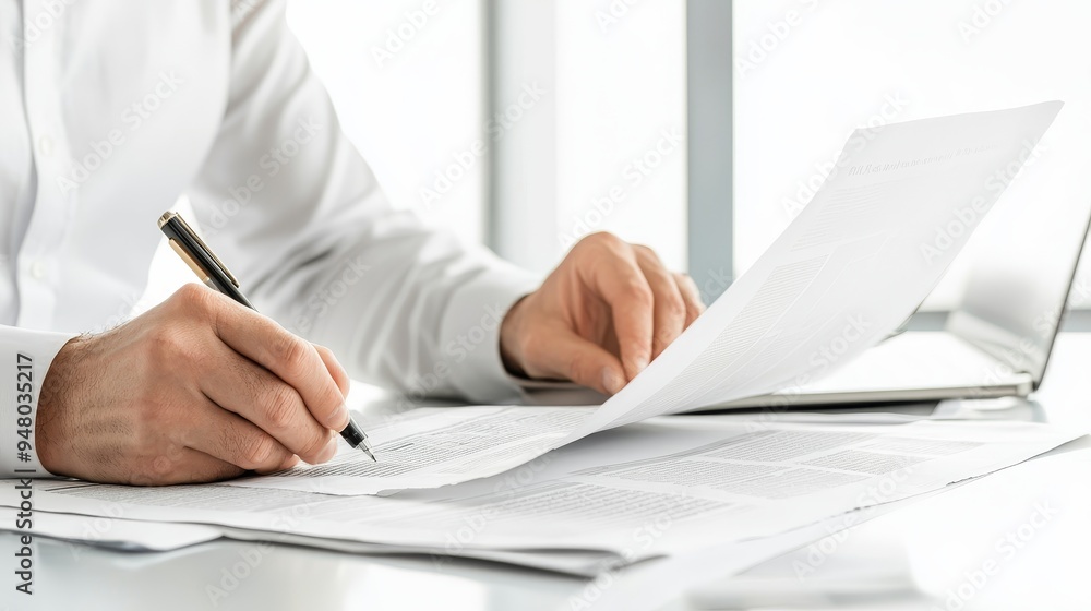 A newspaper editor reviewing layouts, making final adjustments before ...