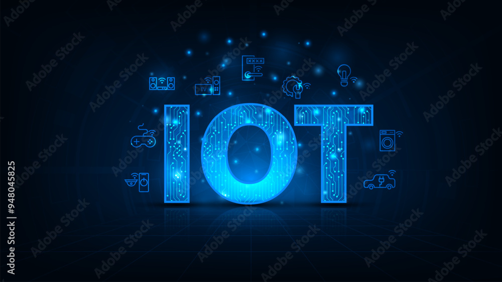 Internet of Things concept. Icons representing smart devices and ...