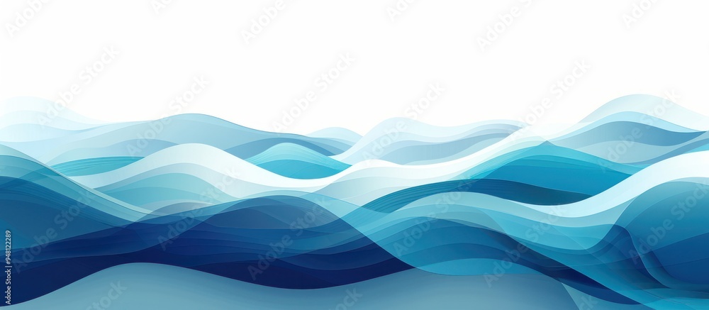 illustration white blue wave curve ocean curve flowing rippled ...