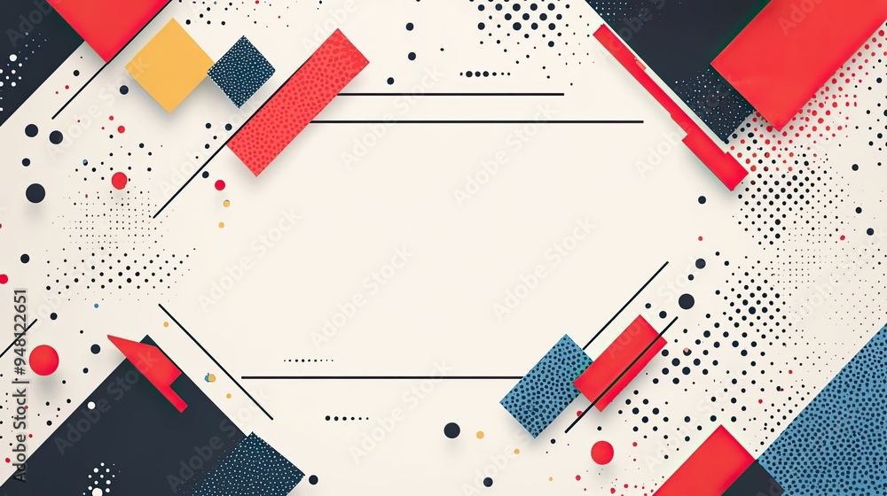 32. A geometric frame with bold shapes and angular patterns, the ...