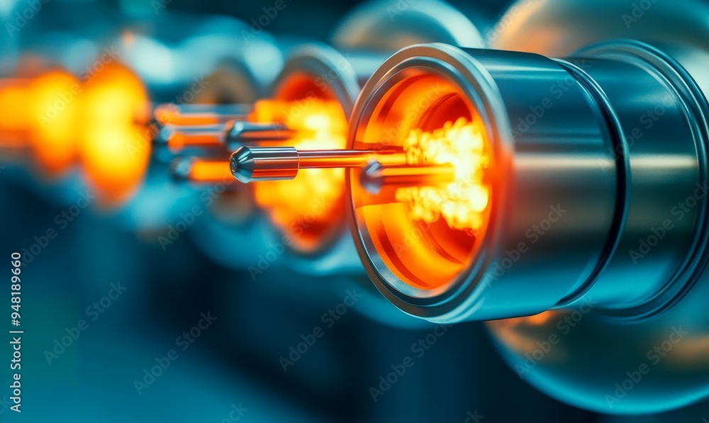 nuclear fission reactor core - a close up view of uranium fuel rods ...