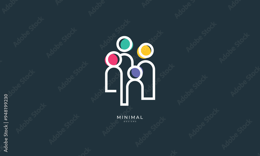 diversity people team family colourful logo vector icon symbol Stock ...